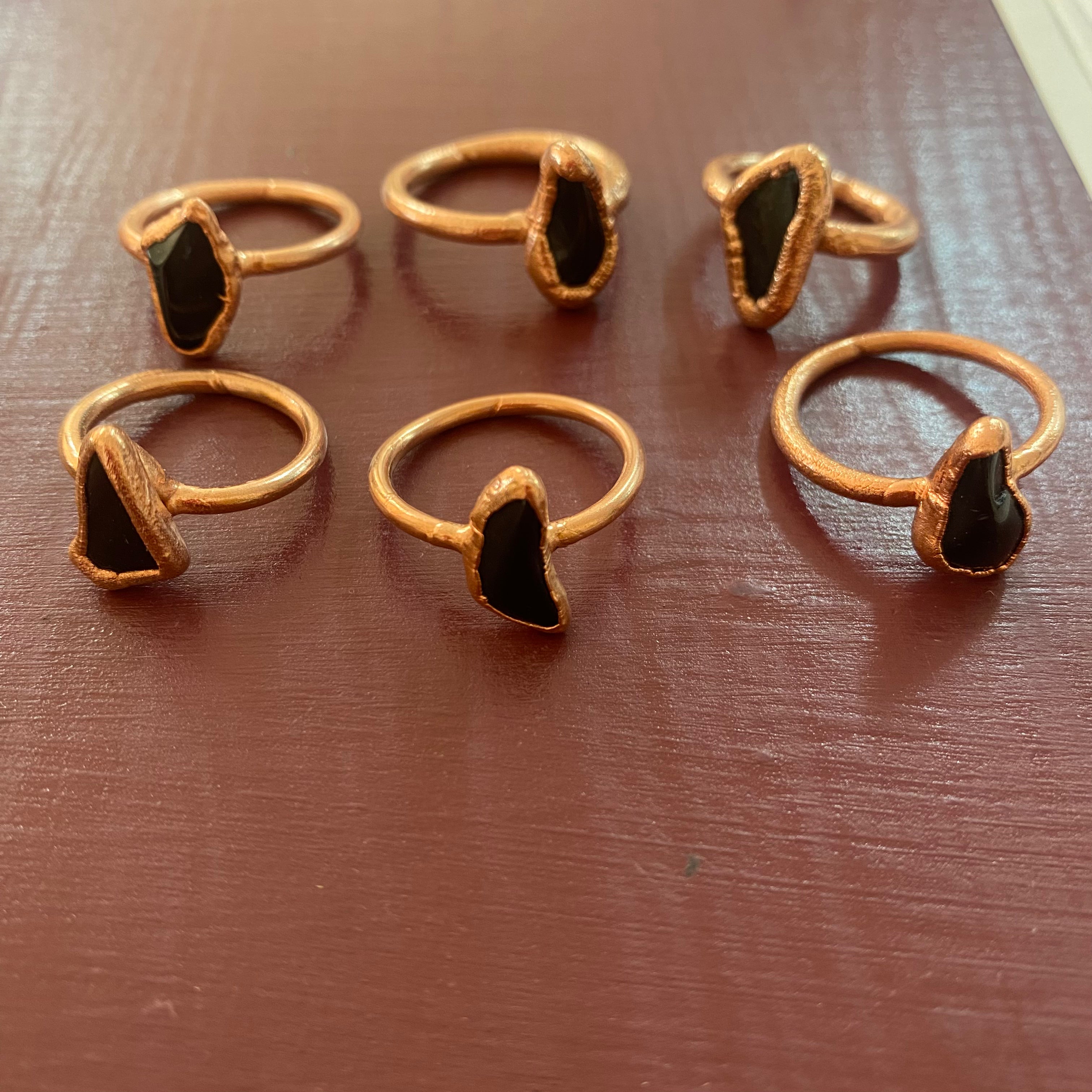 Assorted Black Obsidian Copper Ring – Crystal Geological